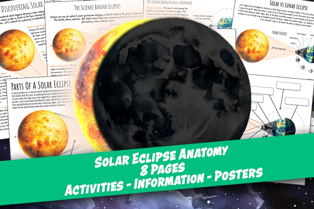 SOLAR ECLIPSE Worksheets 8 Pages, Eclipse Anatomy, Solar Vs Lunar ...