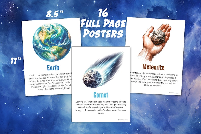 SOLAR SYSTEM and PLANETS Flash Cards, Sun, Moon, Planets, Comets, Solar ...