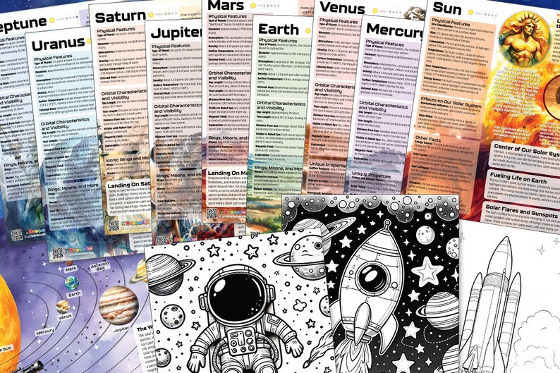 SPACE - PLANETS, Solar System Unit Study, HUGE Printables Set, Sun ...