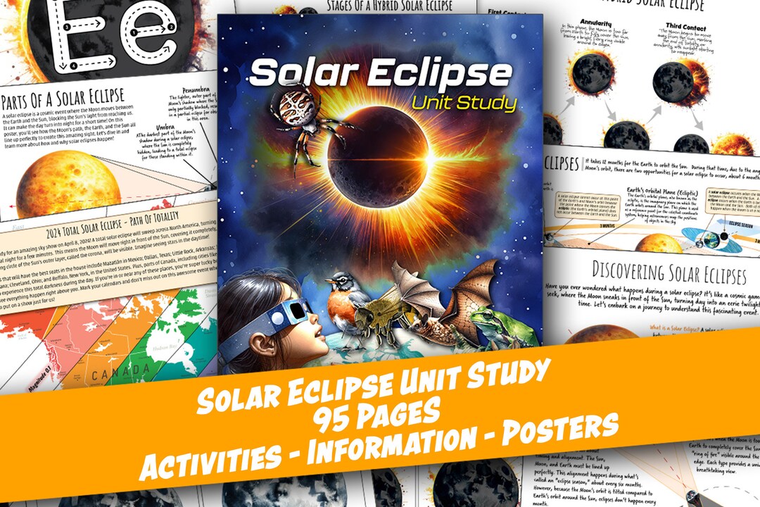 SOLAR ECLIPSE Unit Study, Printables, Eclipse Stages, Posters, Eclipse ...