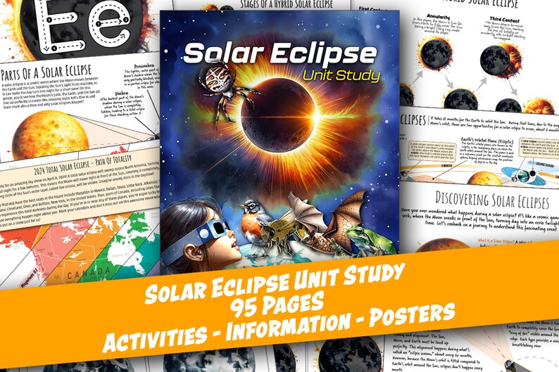 SOLAR ECLIPSE Unit Study, Printables, Eclipse Stages, Posters, Eclipse ...