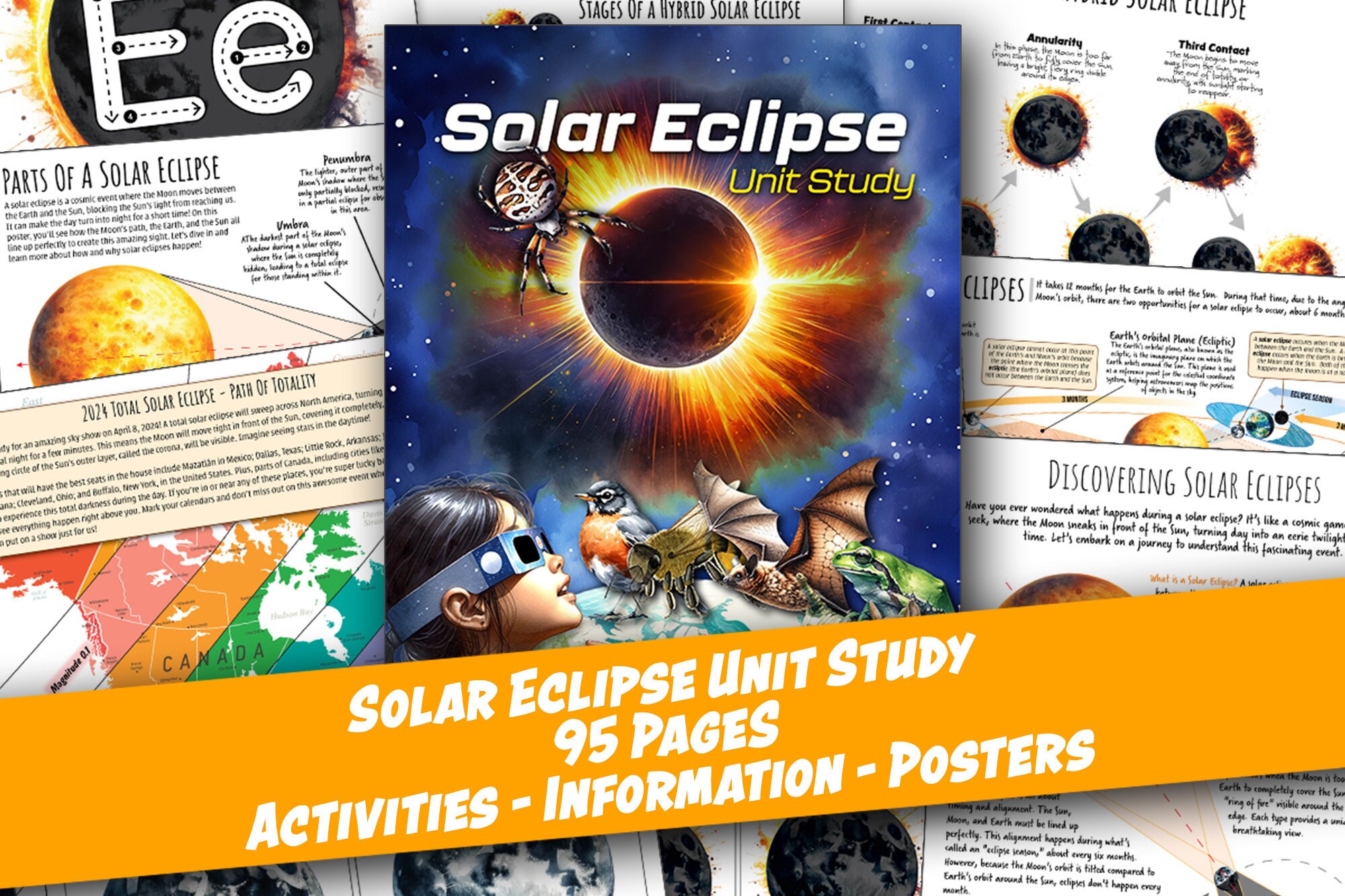 SOLAR ECLIPSE Unit Study, Printables, Eclipse Stages, Posters, Eclipse ...