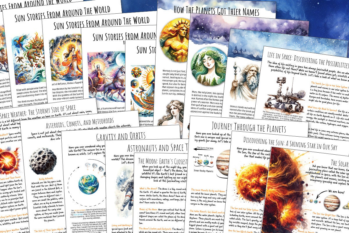 SPACE PLANETS, Solar System Unit Study, HUGE Printables Set, Sun ...