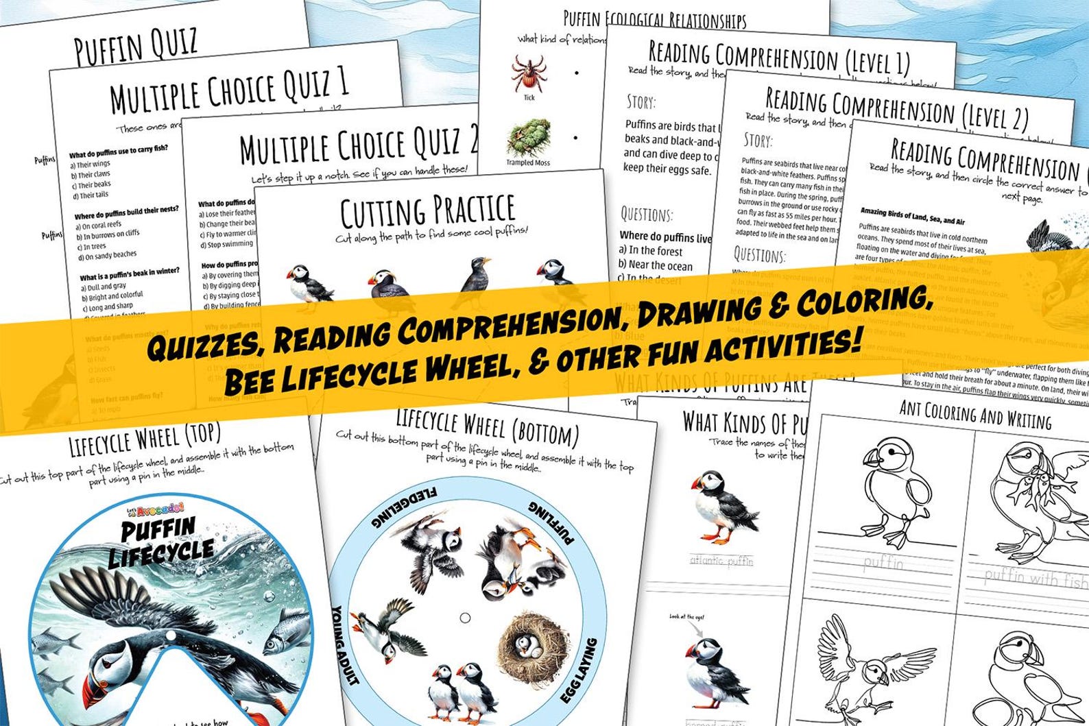 PUFFINS NATURE STUDY Unit, Homeschool Printables, Unit Study, Life ...