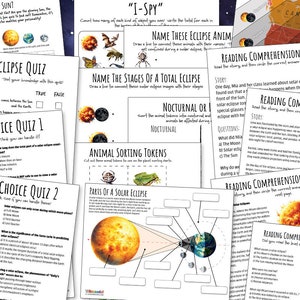 SOLAR ECLIPSE Unit Study, Printables, Eclipse Stages, Posters, Eclipse ...