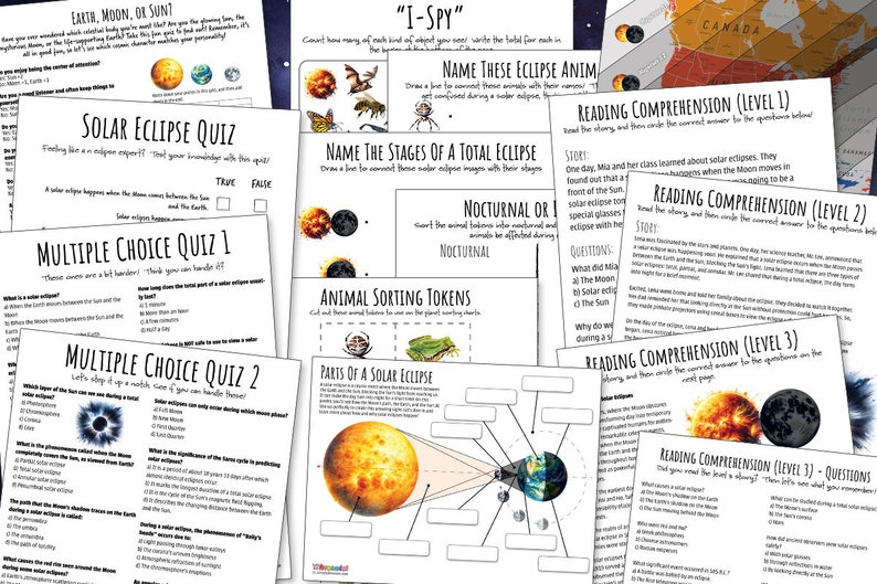 SOLAR ECLIPSE Unit Study, Printables, Eclipse Stages, Posters, Eclipse Animals, Science ...