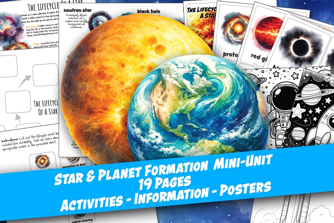 STAR & PLANET FORMATION Worksheets 19 Pages, Poster and Labeling ...