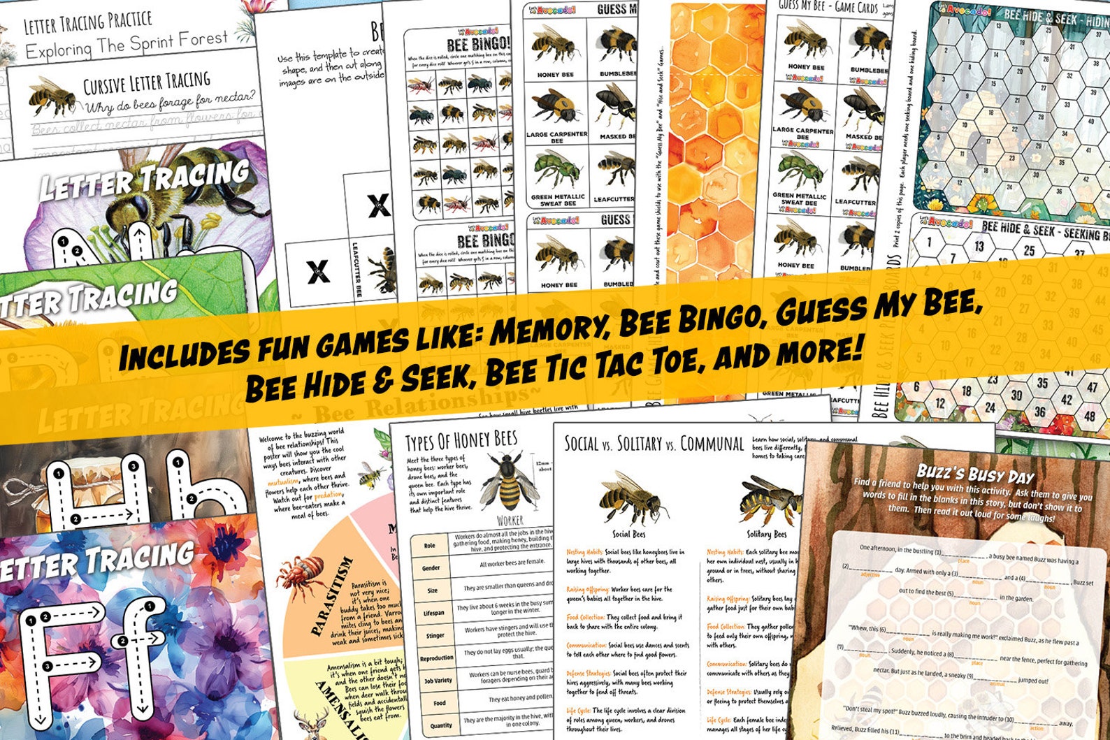 BEES NATURE STUDY Unit, Huge Printables Collection, Life Cycle, Anatomy ...