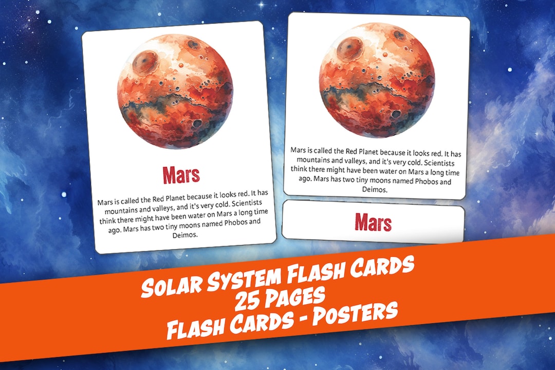 SOLAR SYSTEM and PLANETS Flash Cards, Sun, Moon, Planets, Comets, Solar ...