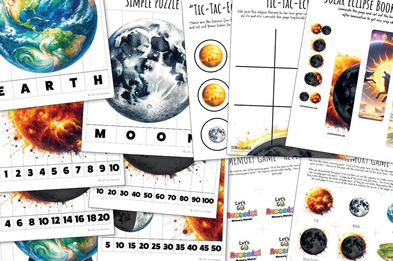 SOLAR ECLIPSE Unit Study, Printables, Eclipse Stages, Posters, Eclipse ...