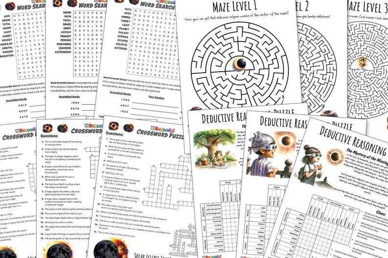 SOLAR ECLIPSE Unit Study, Printables, Eclipse Stages, Posters, Eclipse ...