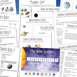SPACE - PLANETS, Solar System Unit Study, HUGE Printables Set, Sun ...