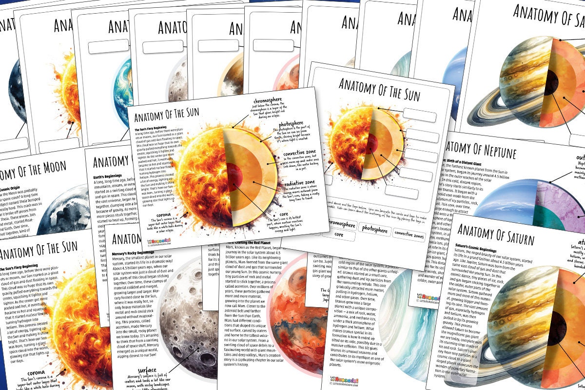 SPACE - PLANETS, Solar System Unit Study, HUGE Printables Set, Sun ...