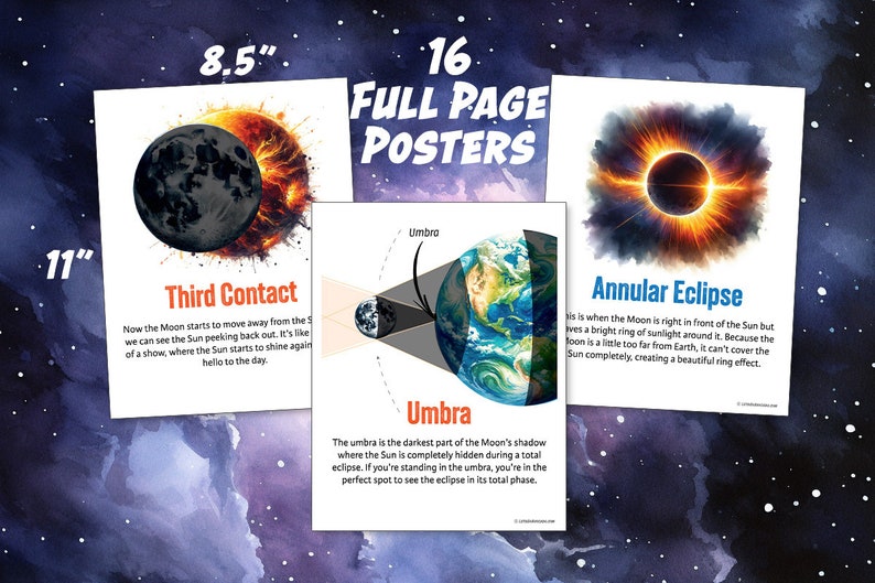 SOLAR ECLIPSE Flash Cards, Sun, Moon, Earth, Solar System, Space ...
