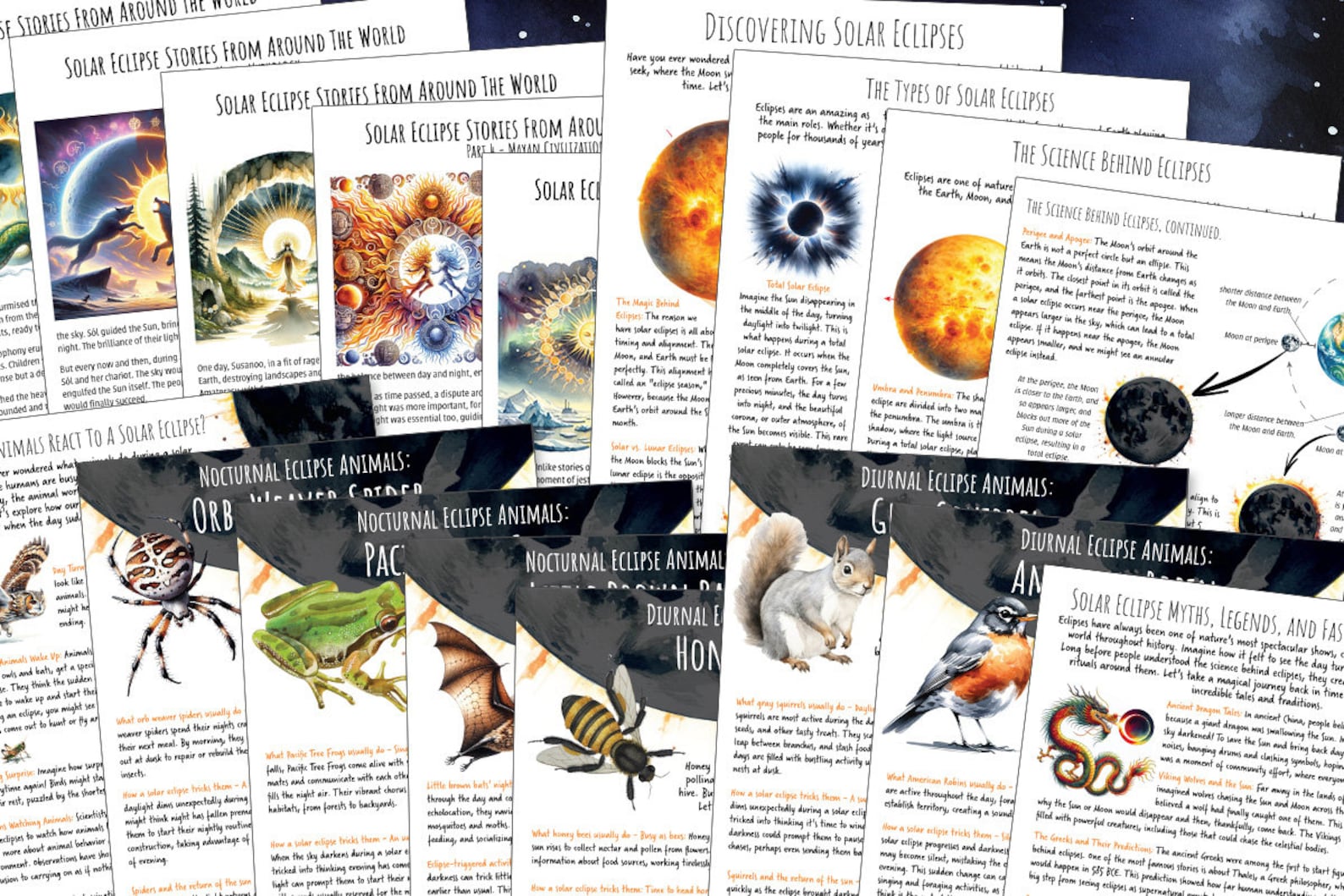 SOLAR ECLIPSE Unit Study, Printables, Eclipse Stages, Posters, Eclipse Animals, Science ...