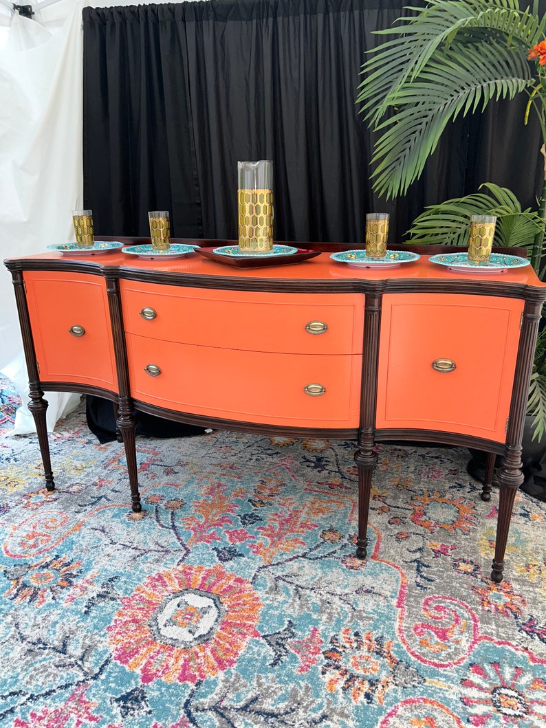 SOLD! Antique Buffet- Hellam Furniture- Orange and Mahogany - Etsy