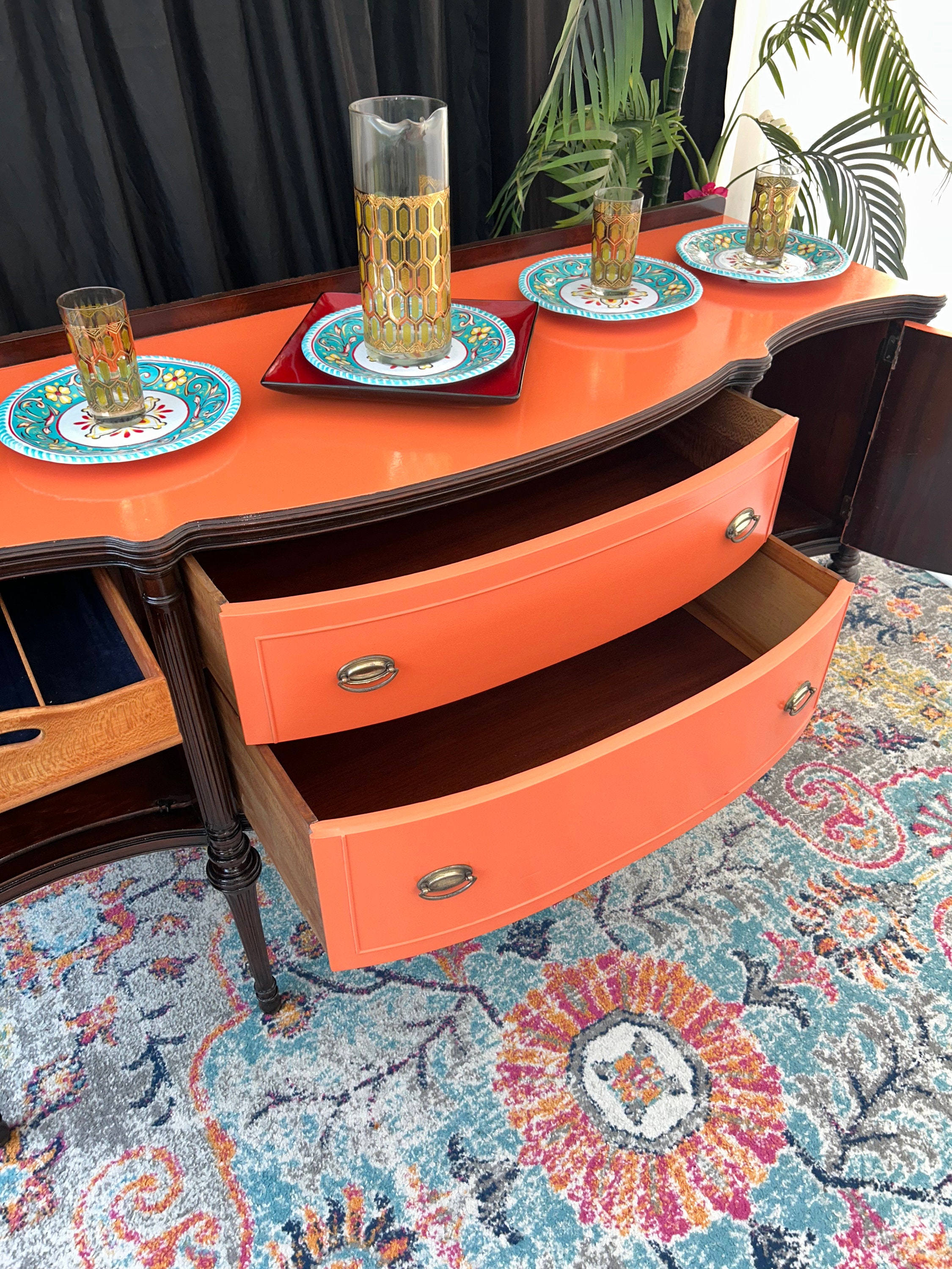 SOLD! Antique Buffet- Hellam Furniture- Orange and Mahogany - Etsy