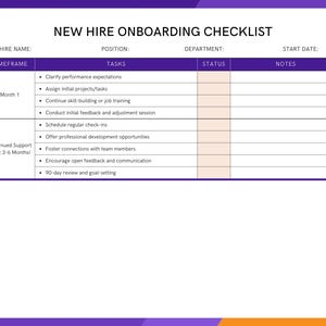 New Hire Onboarding Checklist | Printable HR Template for Employee ...