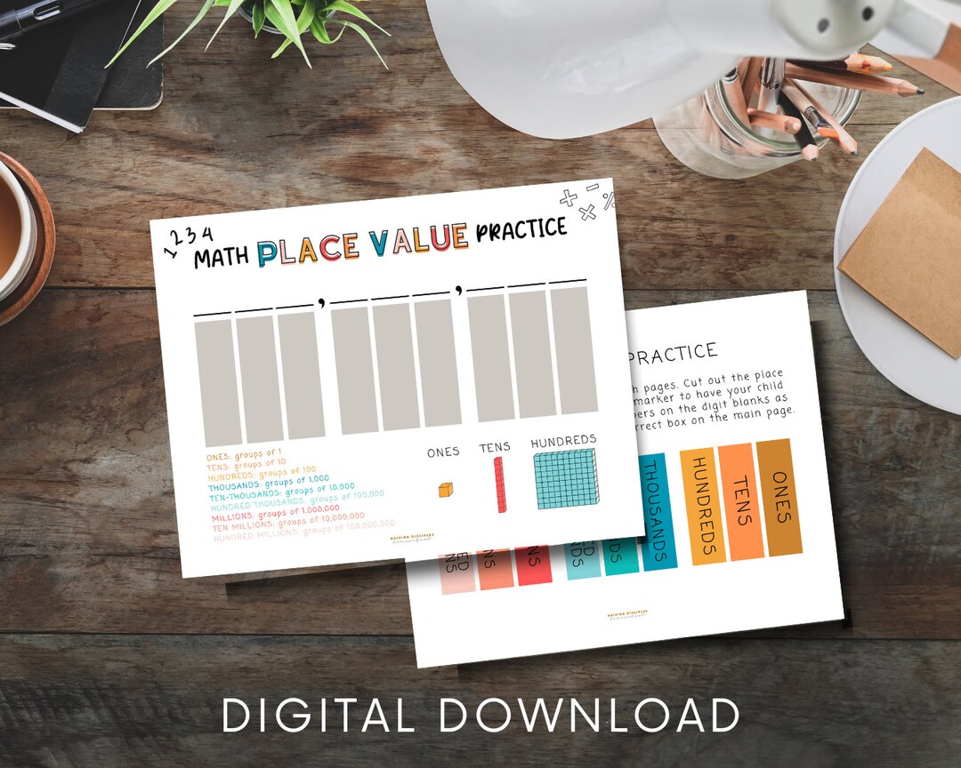 Place Value Practice for Math Printable Homeschool Activity Digital ...