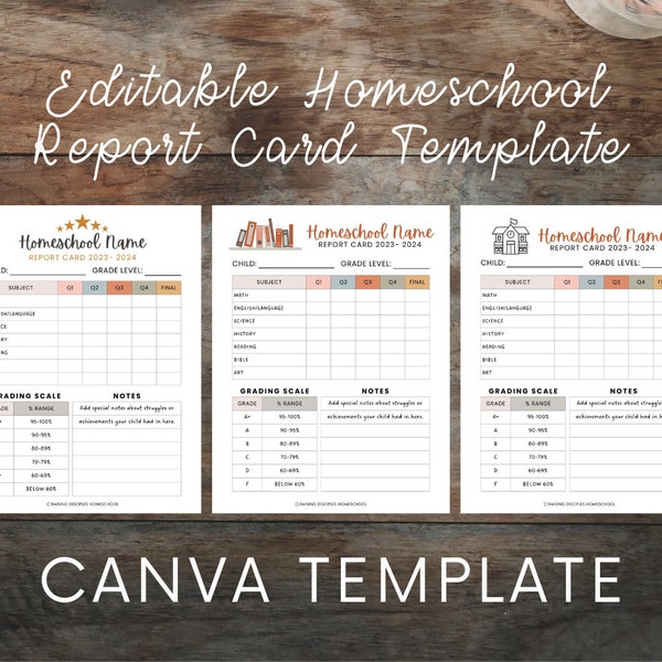 Homeschool Report Card Template - Etsy