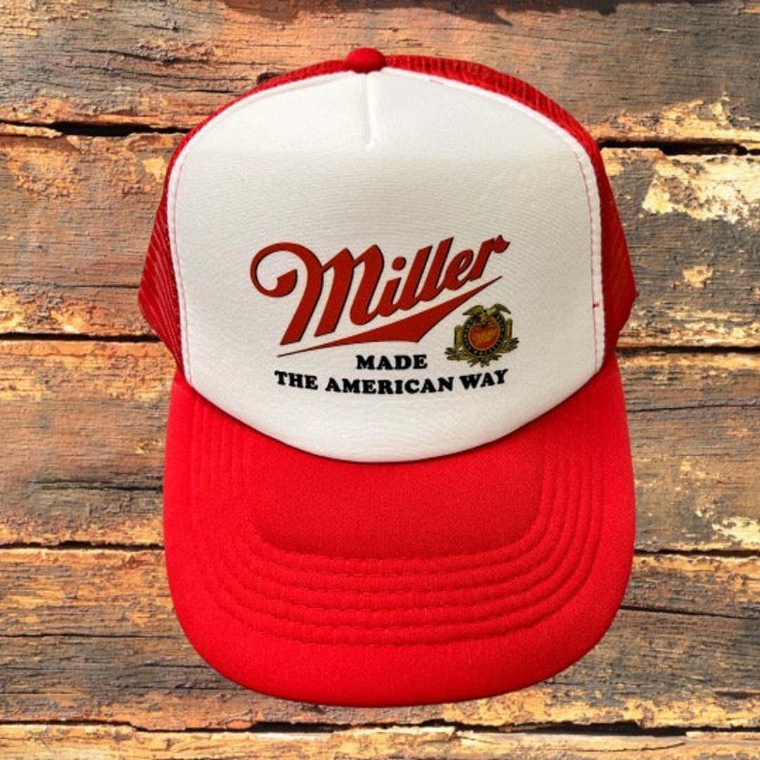Limited Original Red Miller Trucker Hat | Vintage Classic Mesh Snapback ...