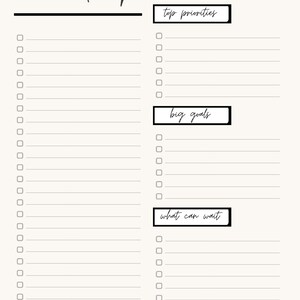Brain Dump Worksheet - Etsy