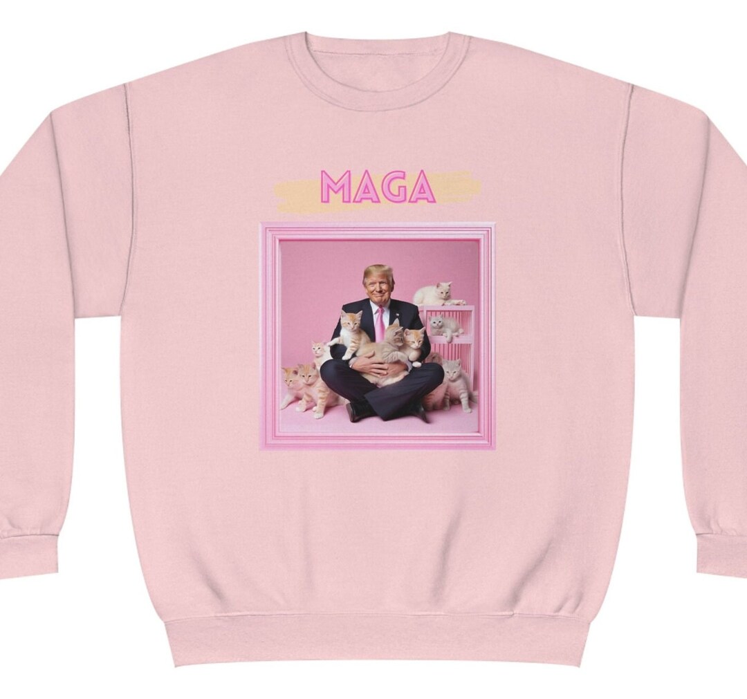 Colorful MAGA Donald Trump Cats and Kittens Crewneck Sweatshirt Pink ...