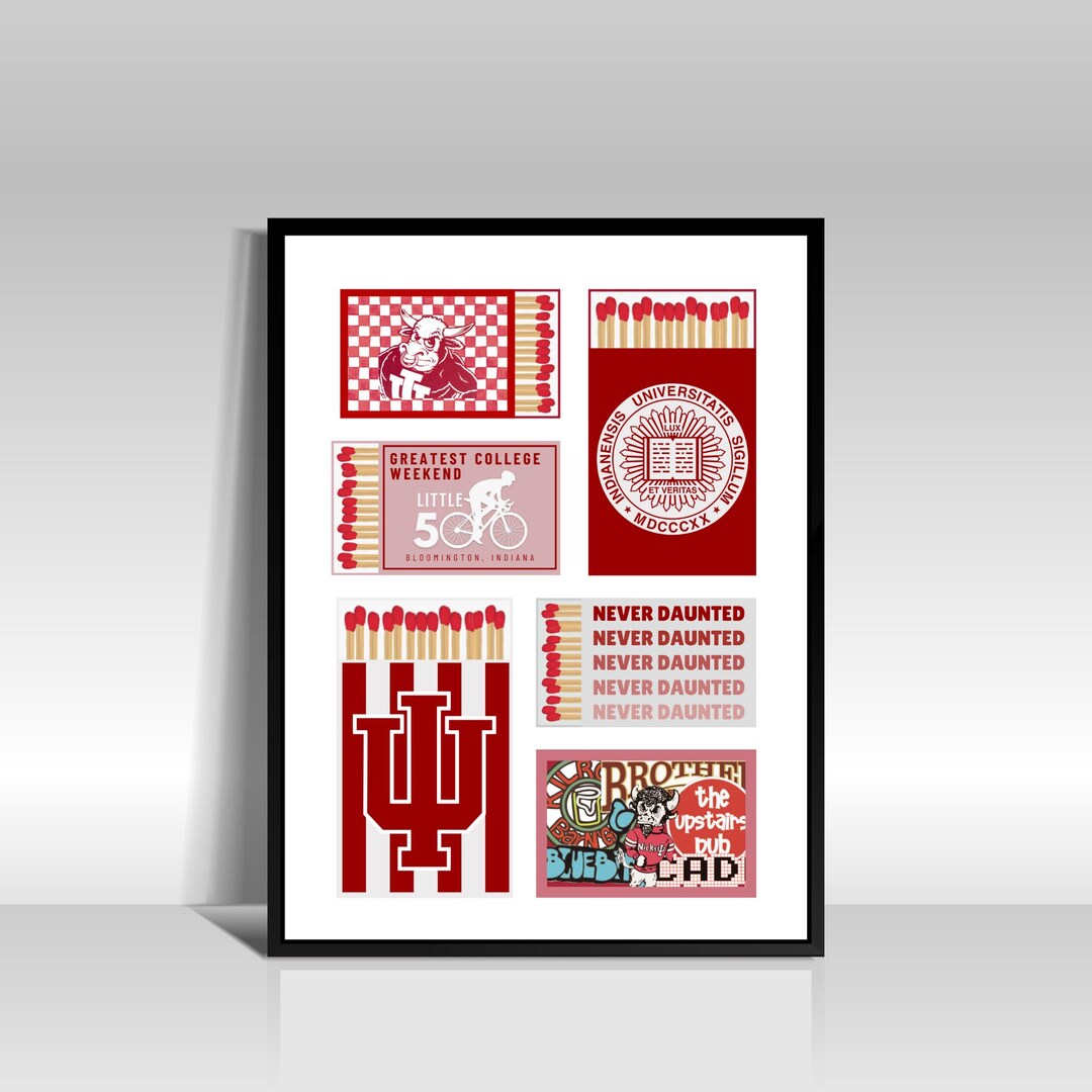Indiana University Matchbox Print Trendy College Decor Dorm Art ...
