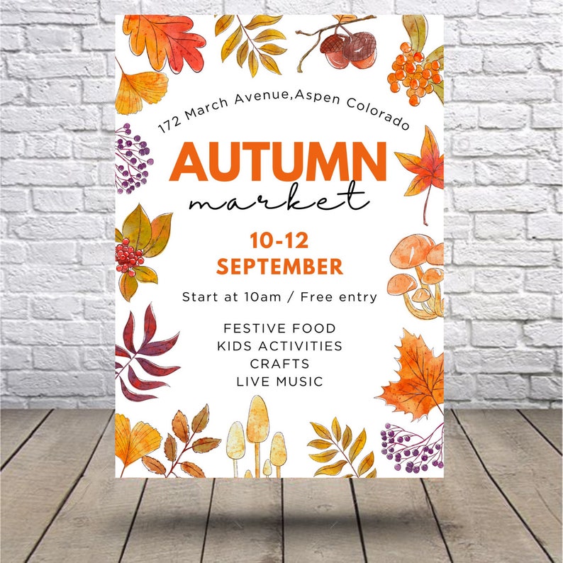 Editable Fall Market Flyer | Craft Fair, Digital Download, Printable ...