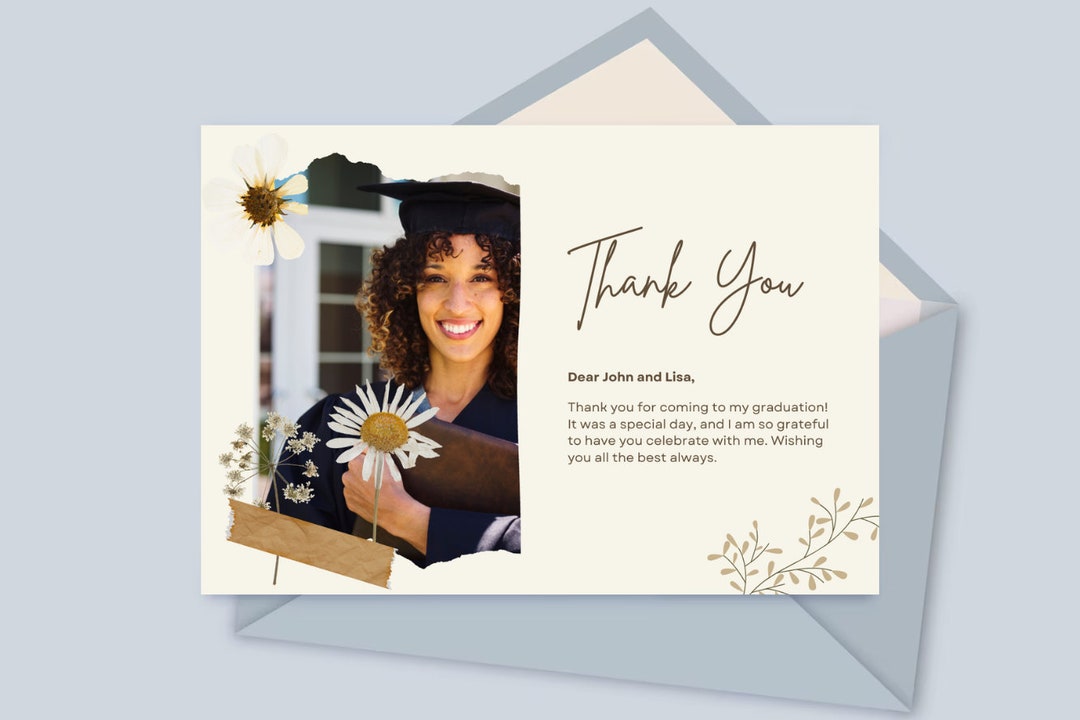 Graduation Photo Card Thank You Template, Minimalist Graduation Thank ...