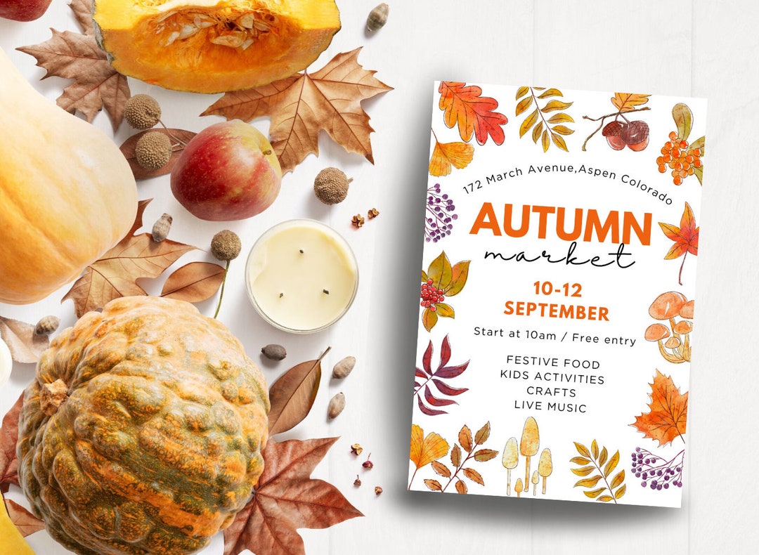 Editable Fall Market Flyer | Craft Fair, Digital Download, Printable ...