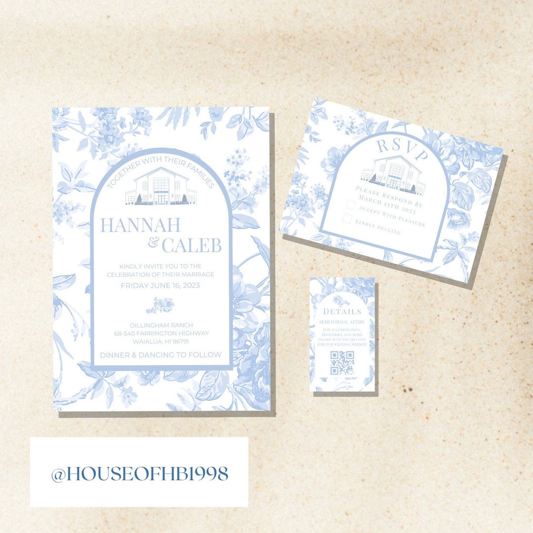 DIY Italian Blue Floral Wedding Invitation Suite | DIGITAL DOWNLOAD ...