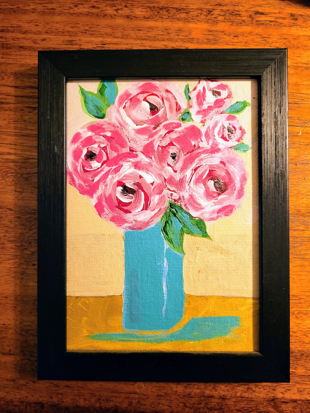 Acrylic Paintings of Flowers in Vases 5x7 Framed - Etsy
