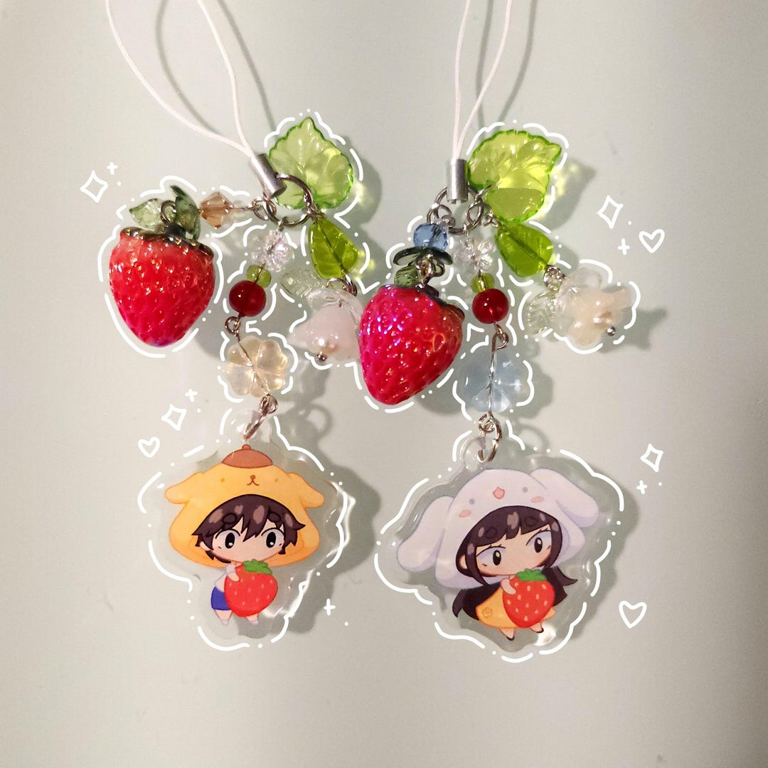 Strawberry Sanrio Shota and Sawako Phone Charm | Shoujo | Epoxy Phone ...