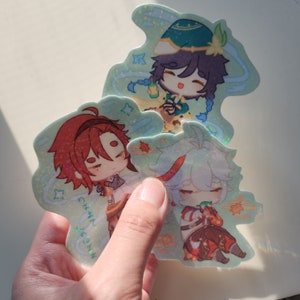 Genshin Impact Anemo Boys Stickers | Glossy + Holographic Stickers ...