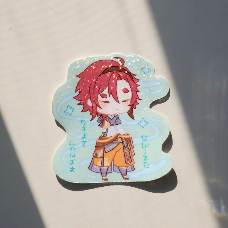Genshin Impact Anemo Boys Stickers | Glossy + Holographic Stickers ...