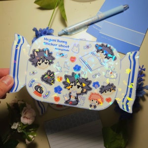 Megumi White Rabbit Candy Sticker Sheet | Holographic - Etsy