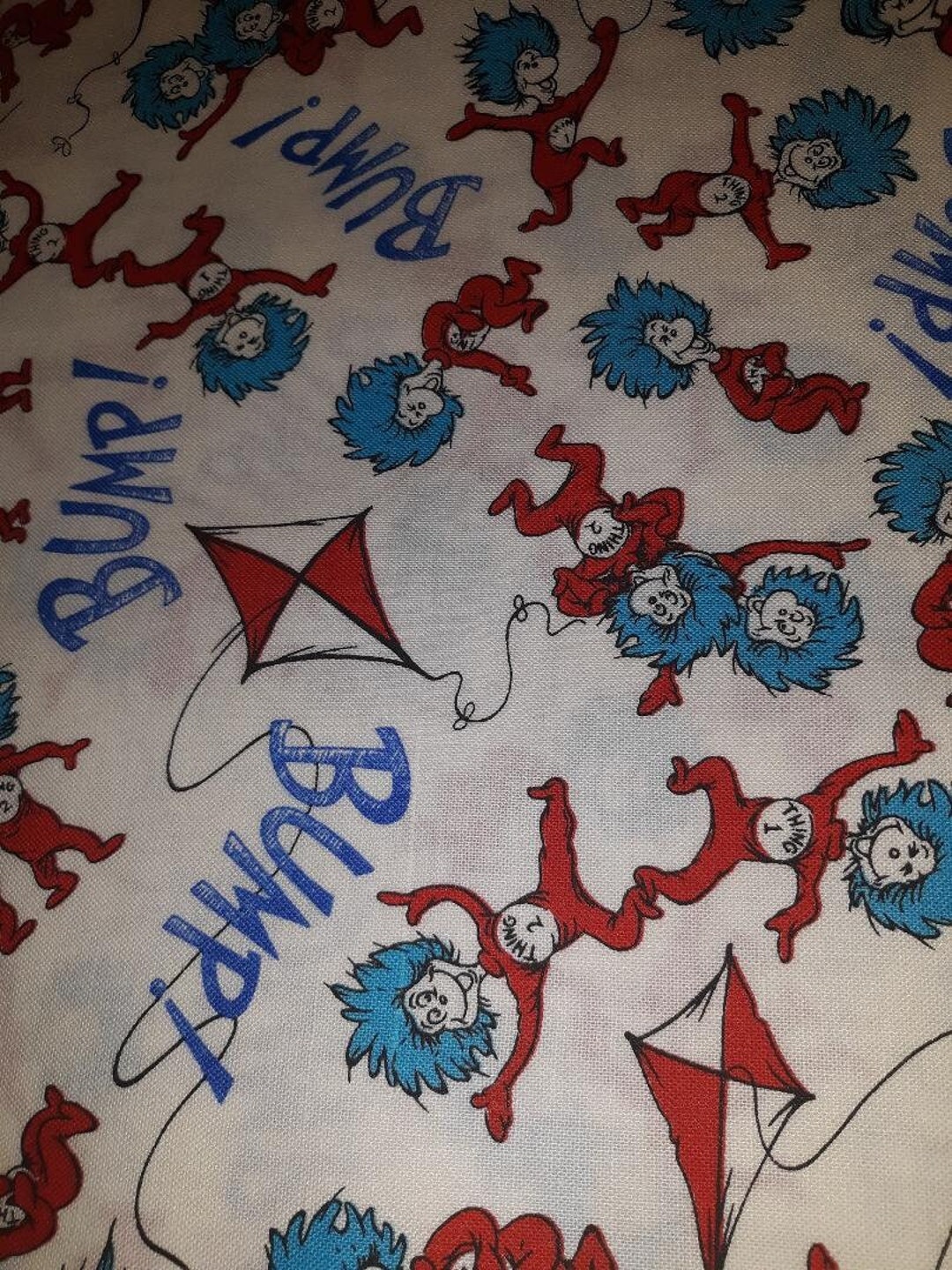 Dr Seuss Celebrate Fabric White Thing 1 Thing 2 Bump Robert Kaufman ...