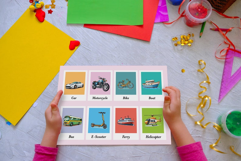 16 Transportation Vehicles Flashcards - Etsy