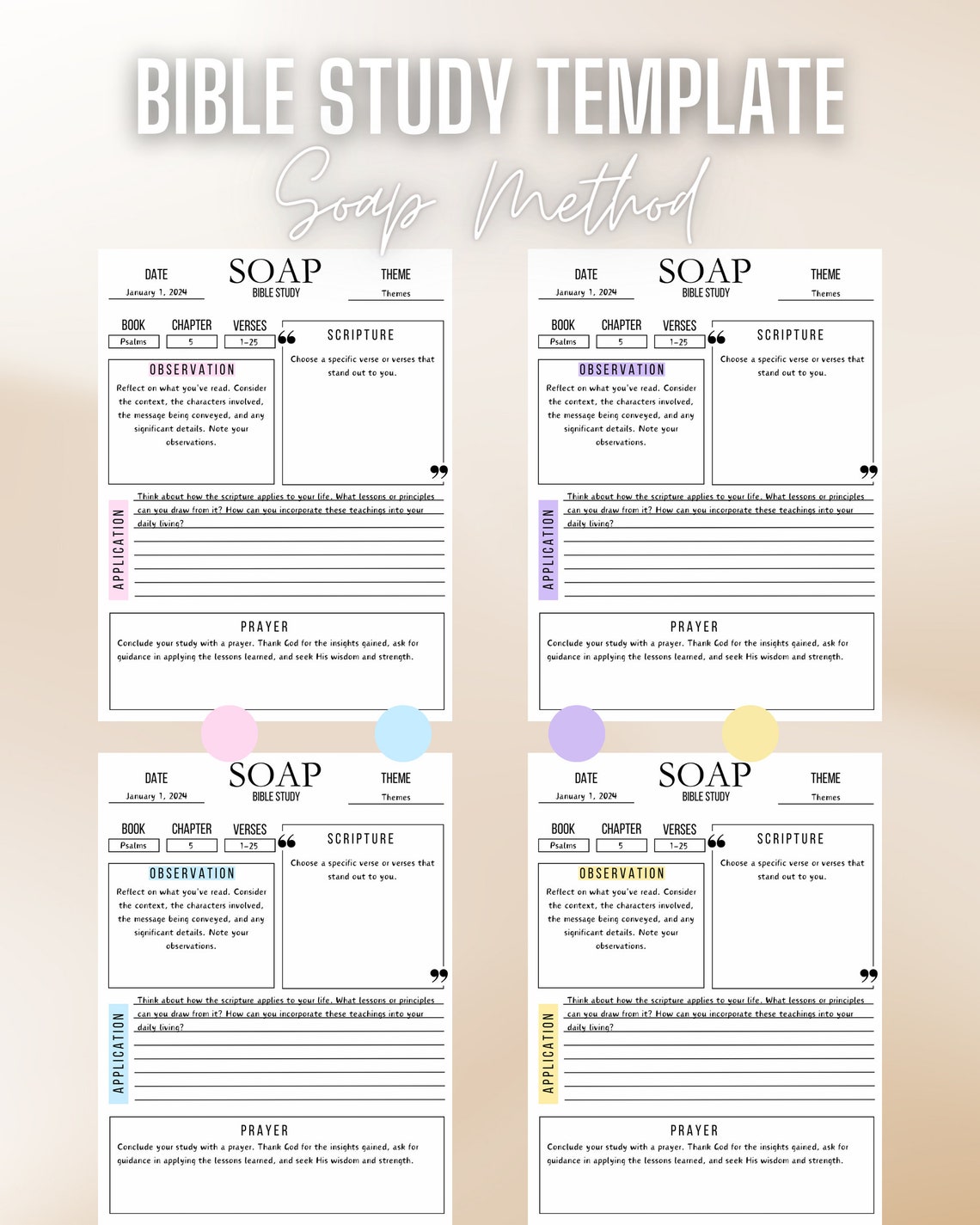 SOAP Bible Study Template, Bible Passage Summary, Bible Verse Summary ...