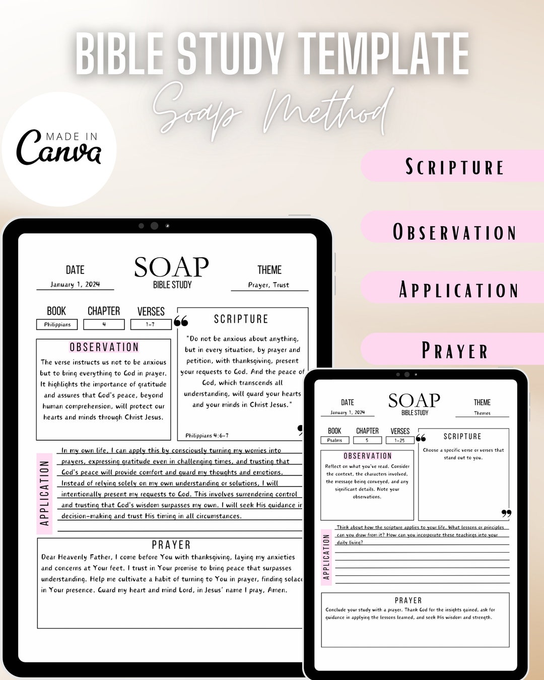 SOAP Bible Study Template, Bible Passage Summary, Bible Verse Summary ...