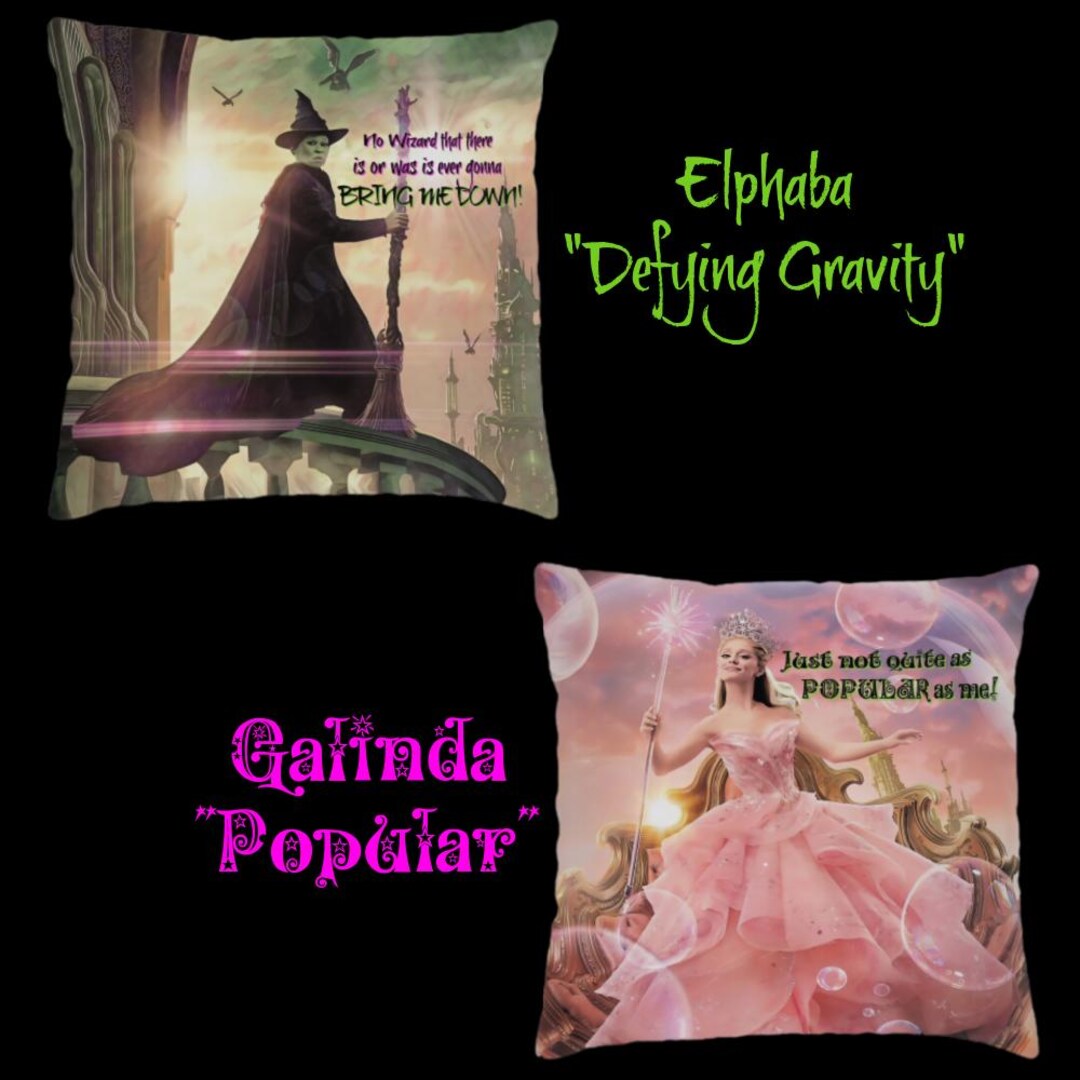 Wicked Movie Pillow (defying Gravity & Popular) - Etsy