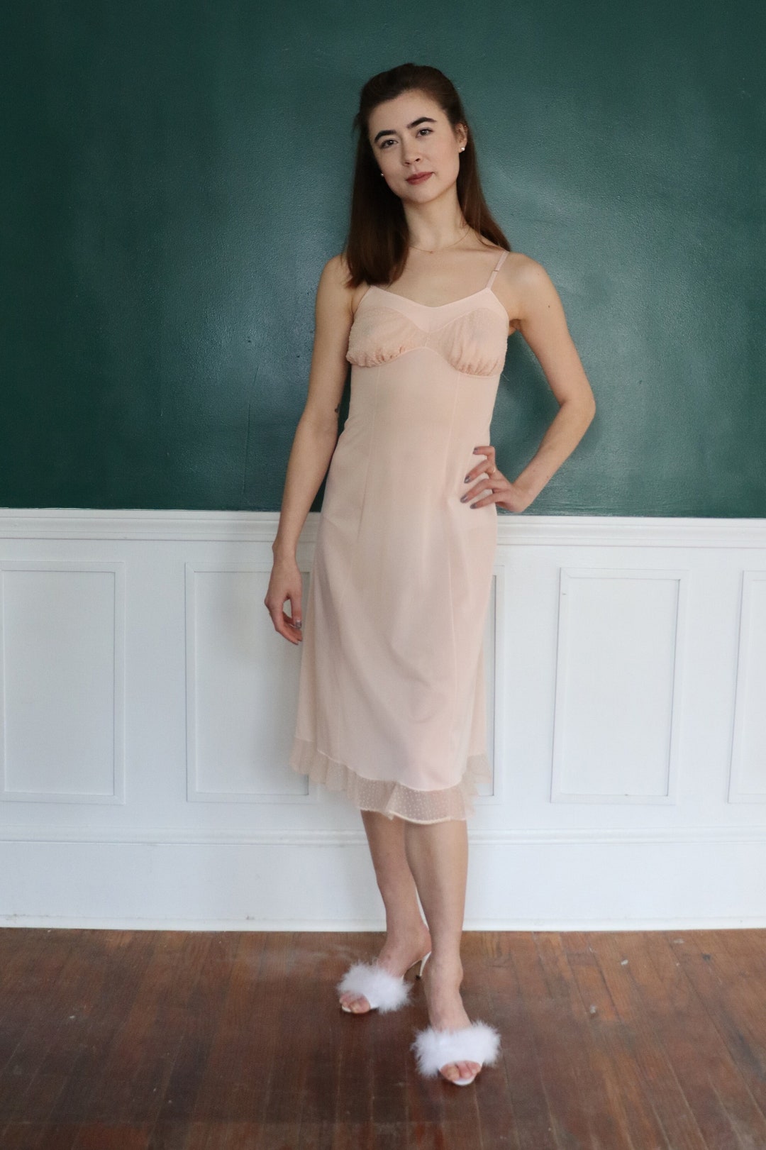 1950s Pink Swiss Dot Slip - Etsy