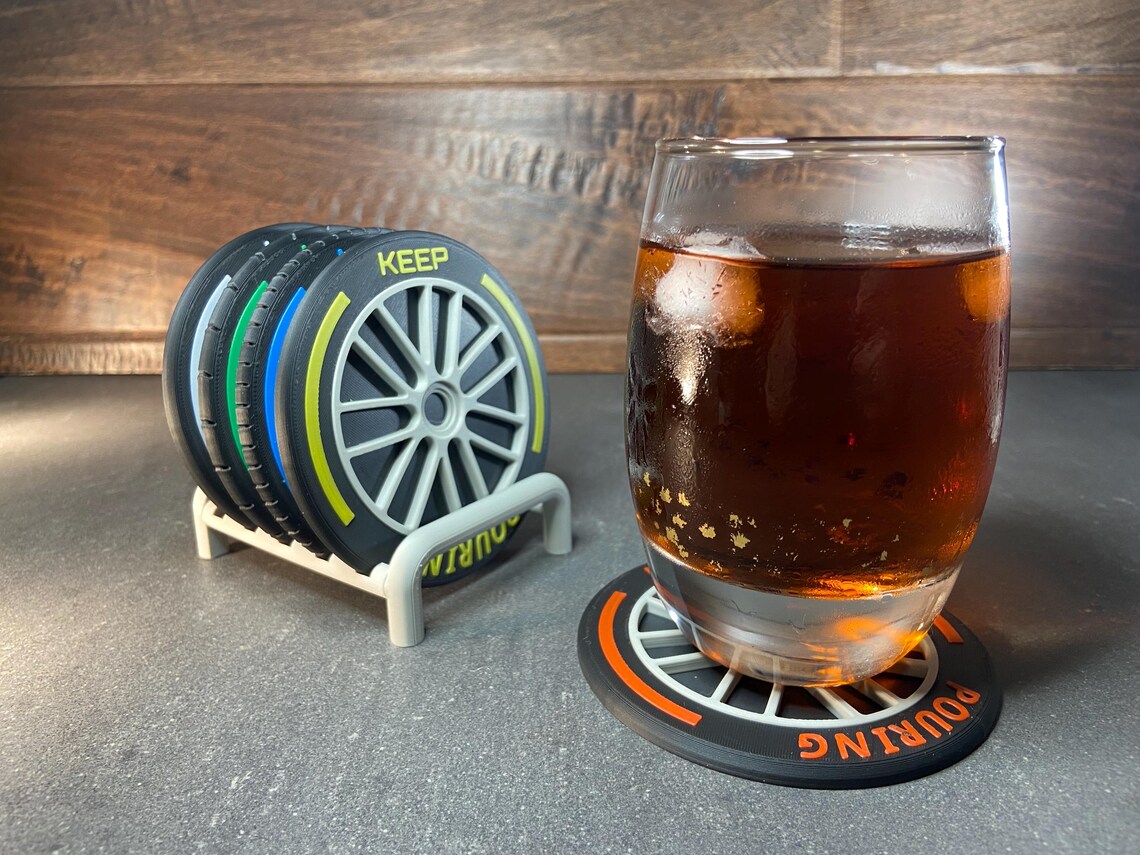 F1 Tire Coaster Set || 3D Printed Coaster Set of 5, Pirelli Style ...