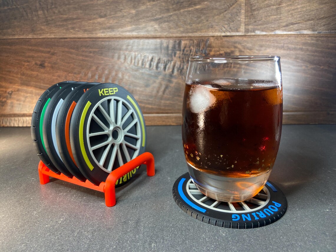 F1 Tire Coaster Set || 3D Printed Coaster Set of 5, Pirelli Style ...