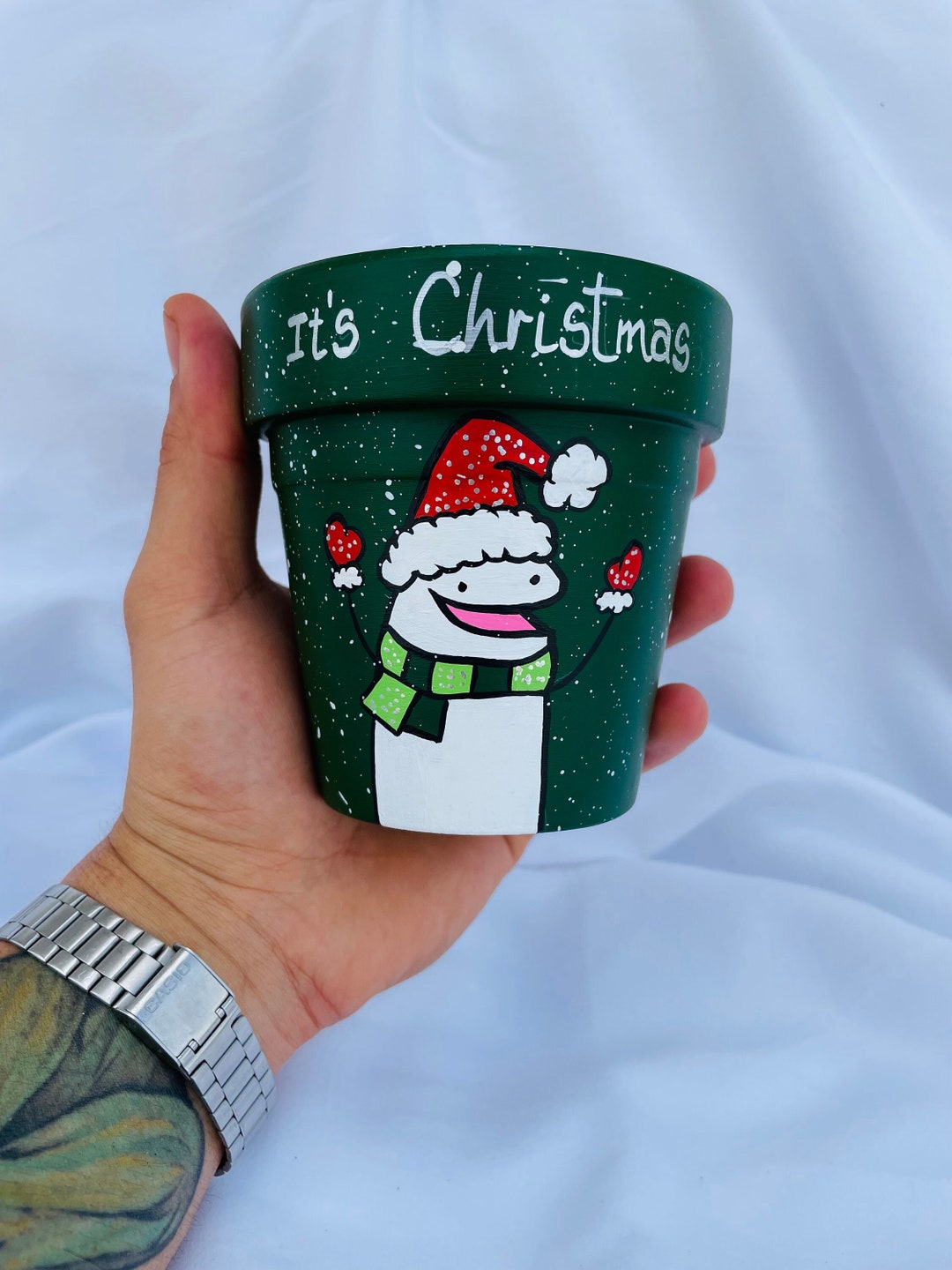 Christmas Pot, Christmas Gift Pot, Green Pot With Flork, Christmas ...