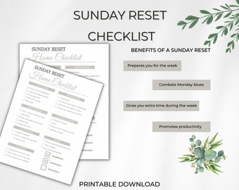 Sunday or Any Day Reset Checklist/journal - Etsy