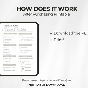 Sunday Reset Checklist Printable - Etsy