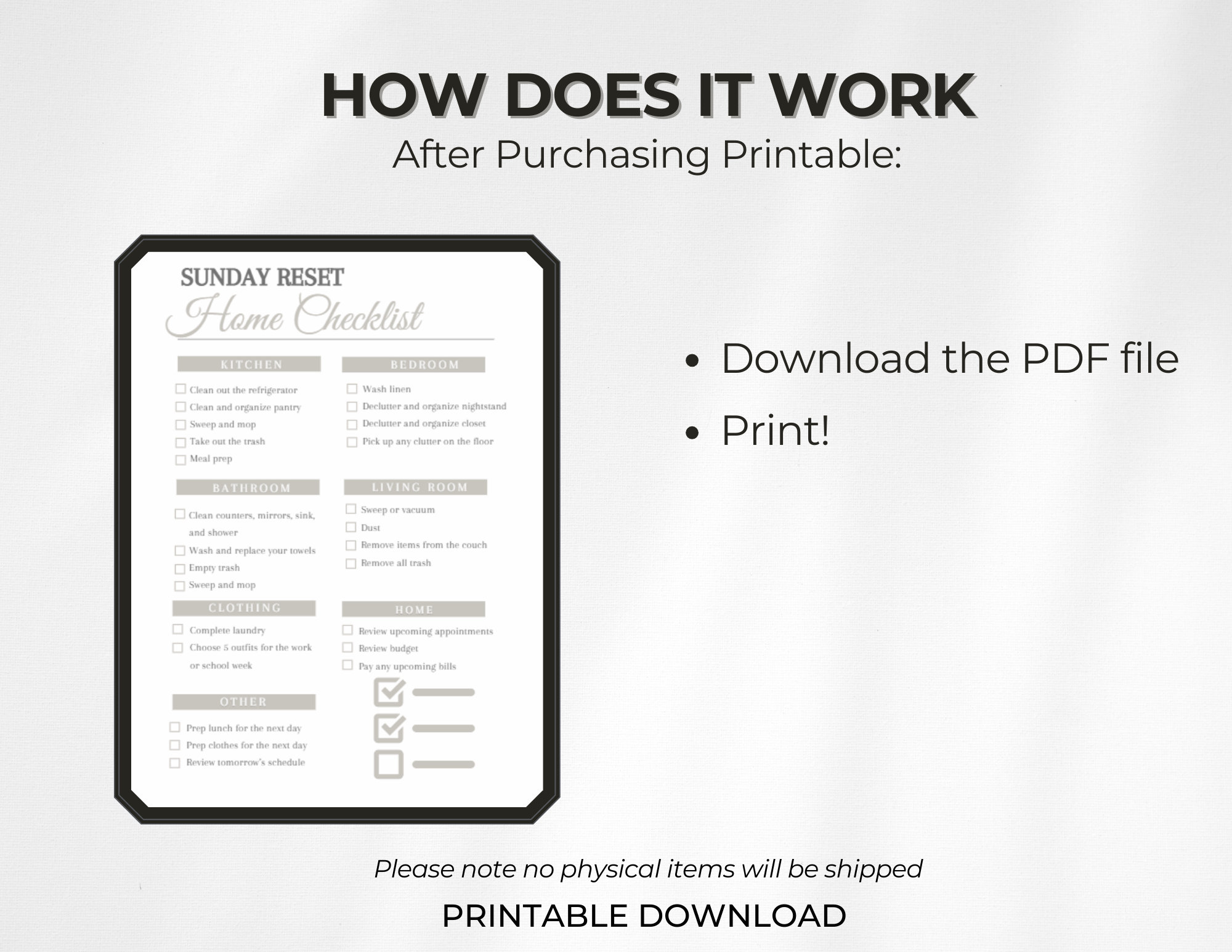 Sunday Reset Checklist Printable - Etsy