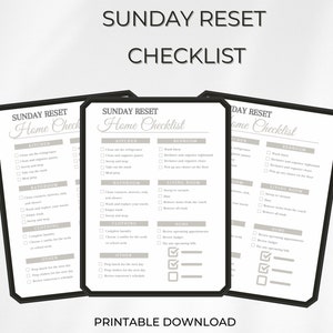 Sunday Reset Checklist Printable - Etsy
